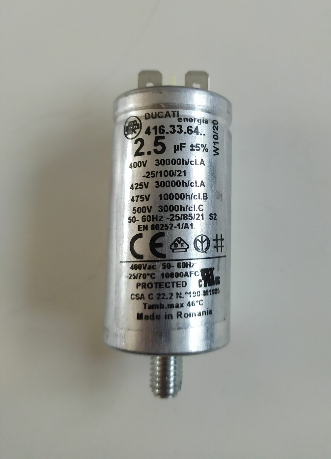 Condensateur Moteur métal 2,5µF 400v 425V 475v à cosses ⌀30mm – Rep-Tronic